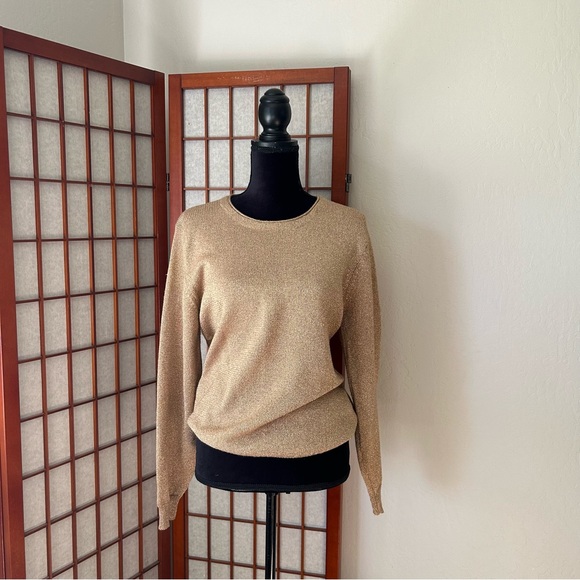 Sweaters | Vintage Metallic Gold Wool Blend Sweater | Poshmark